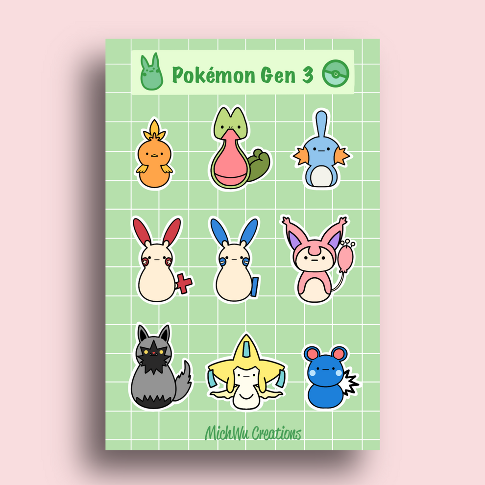 Pokemon Gen 3 Sticker Sheet – michwucreations