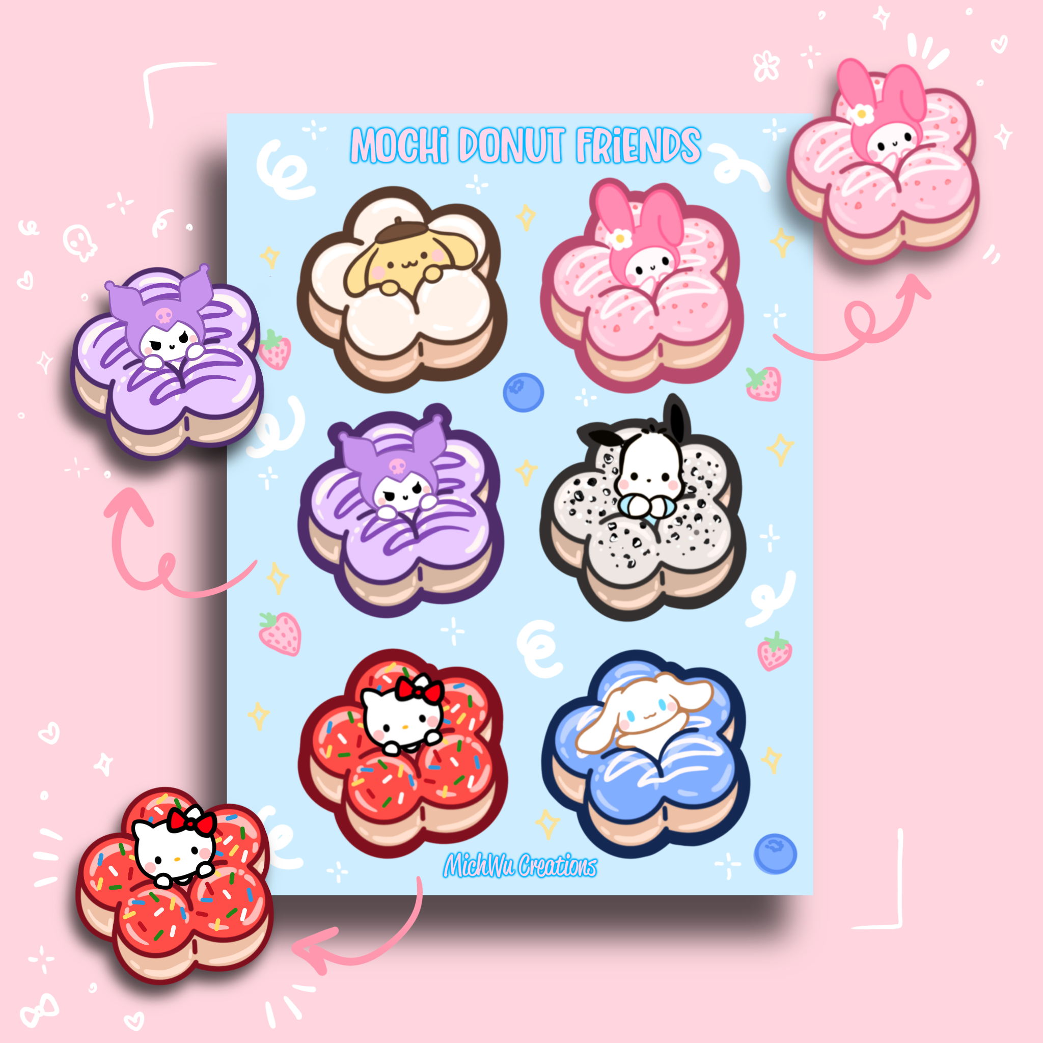 Mochi Donut Friends Sticker Sheet – michwucreations